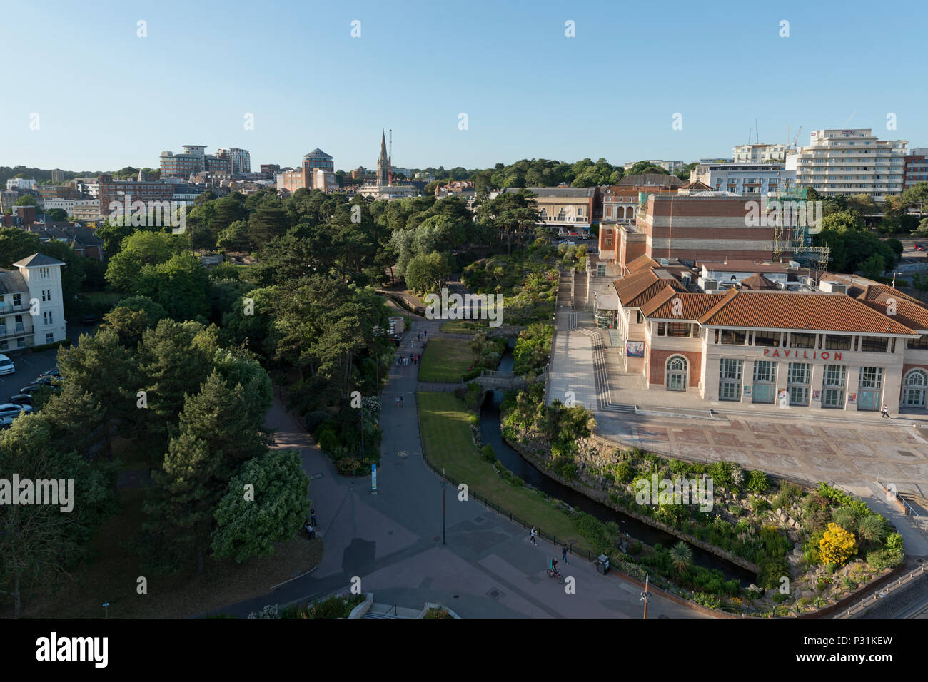 An aerial view of Bournemouth Lower Gardens during a summer evening ...