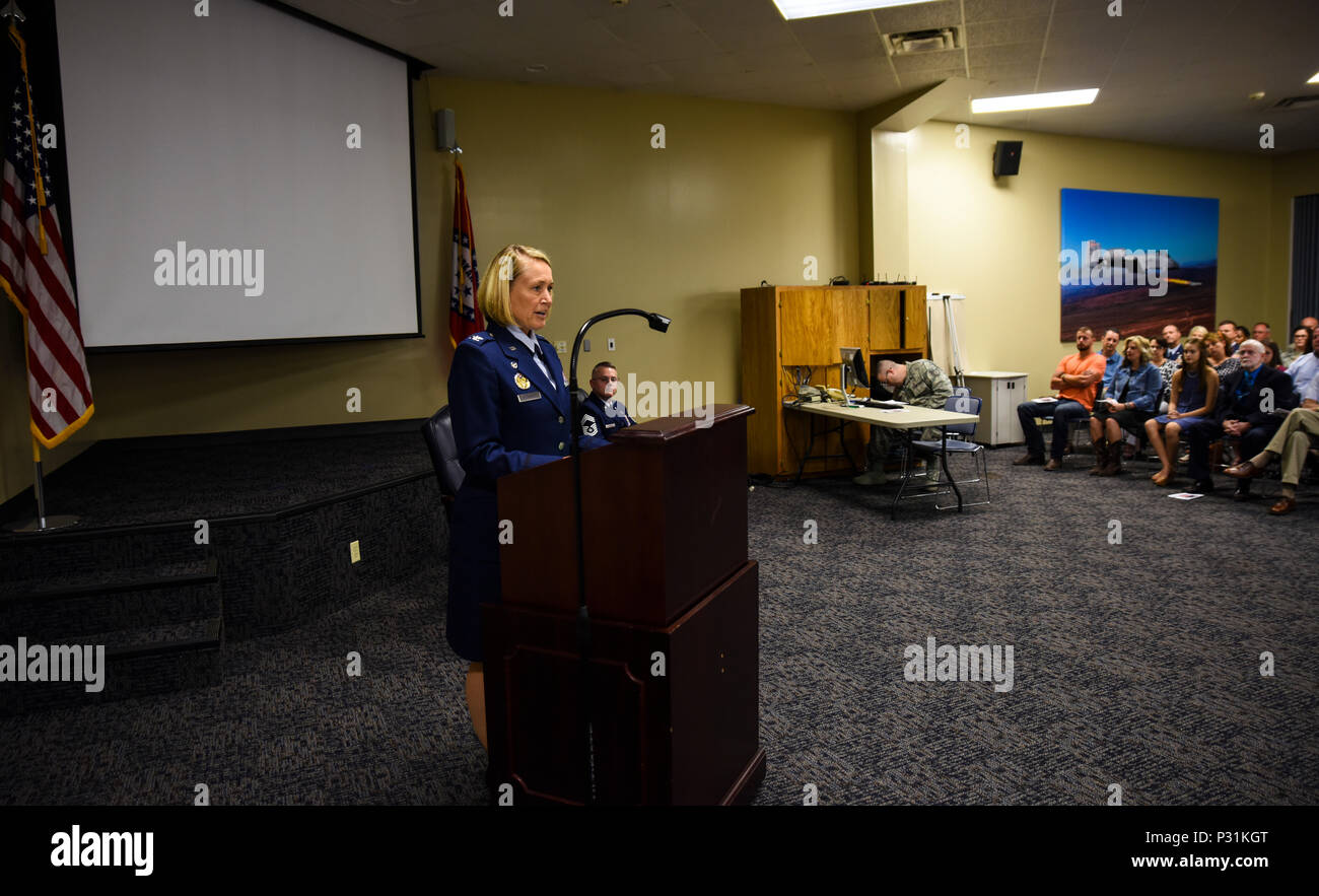 Col. Bobbi Doorenbos, 188th Wing commander, emphasizes the effect Chief ...