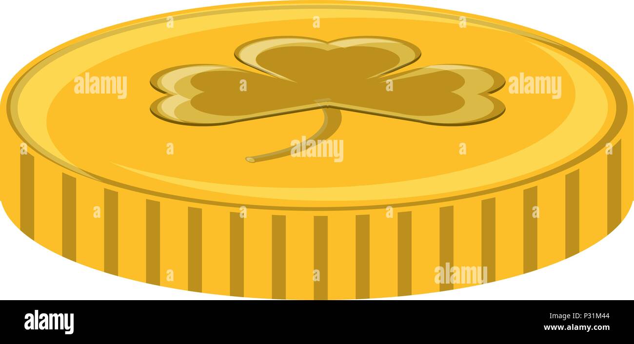 coin with clover icon over white background, vector illustration Stock ...