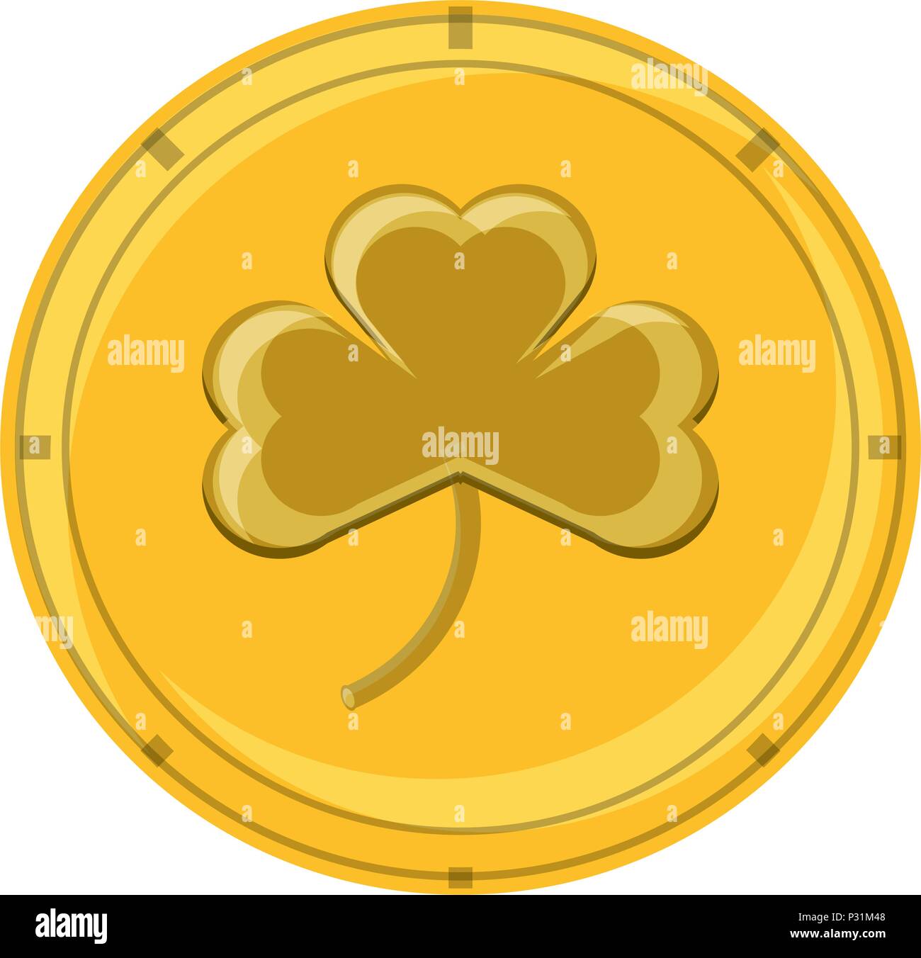 coin with clover icon over white background, vector illustration Stock ...