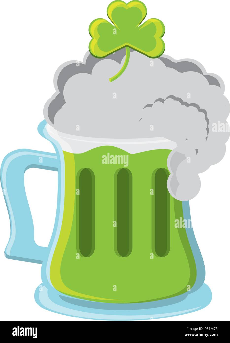 irish beer mug with a clover over white background, vector illustration ...