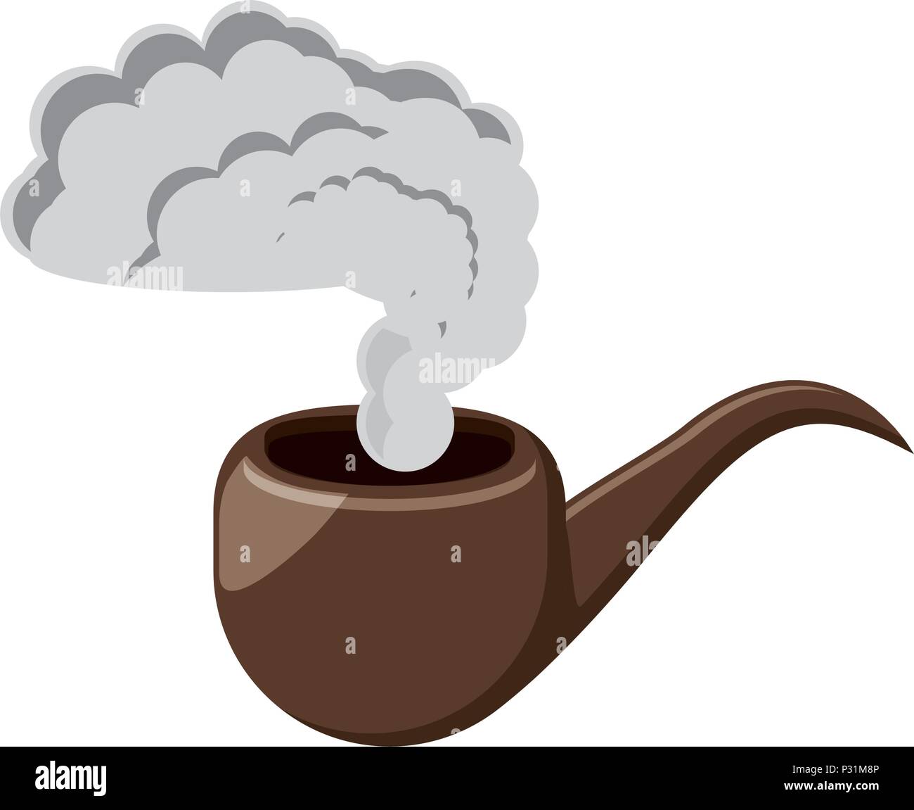 Smoking Pipe With Smoke over white background, colorful design. vector ...