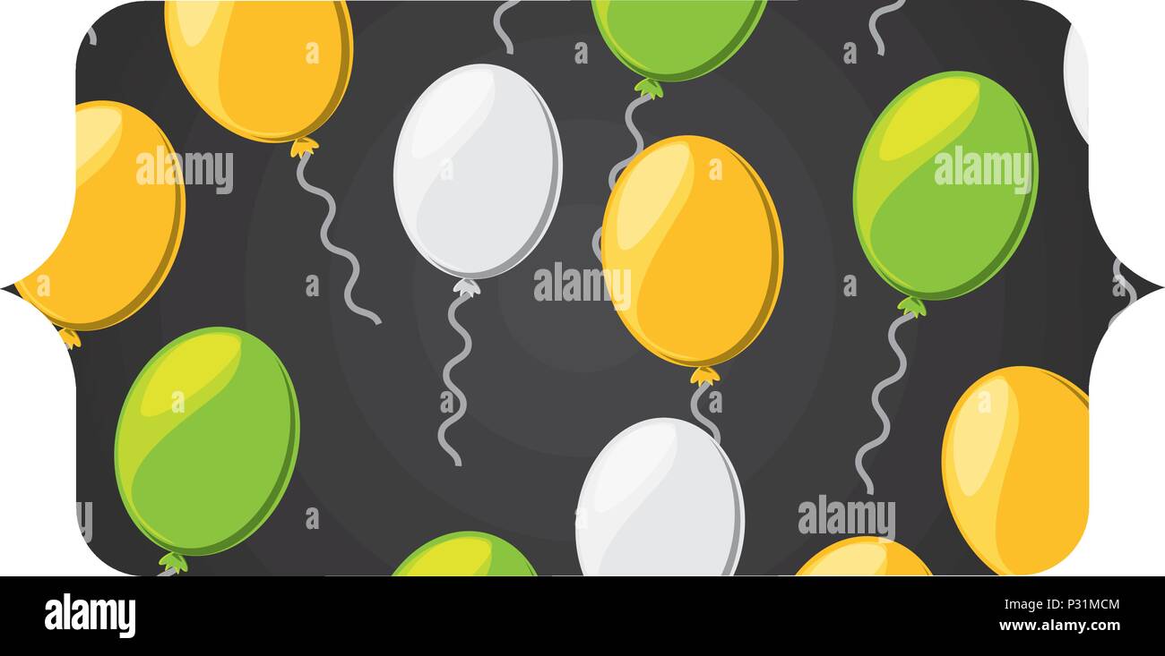 banner with balloons pattern over white background, vector illustration ...