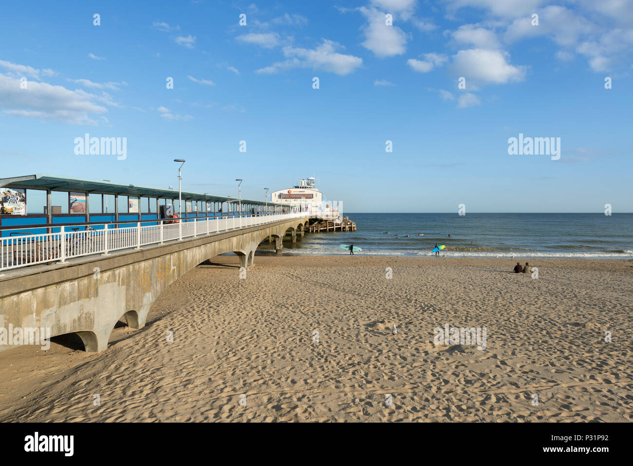 Bournemouth pier and beach with a clear blue sky Stock Photo - Alamy