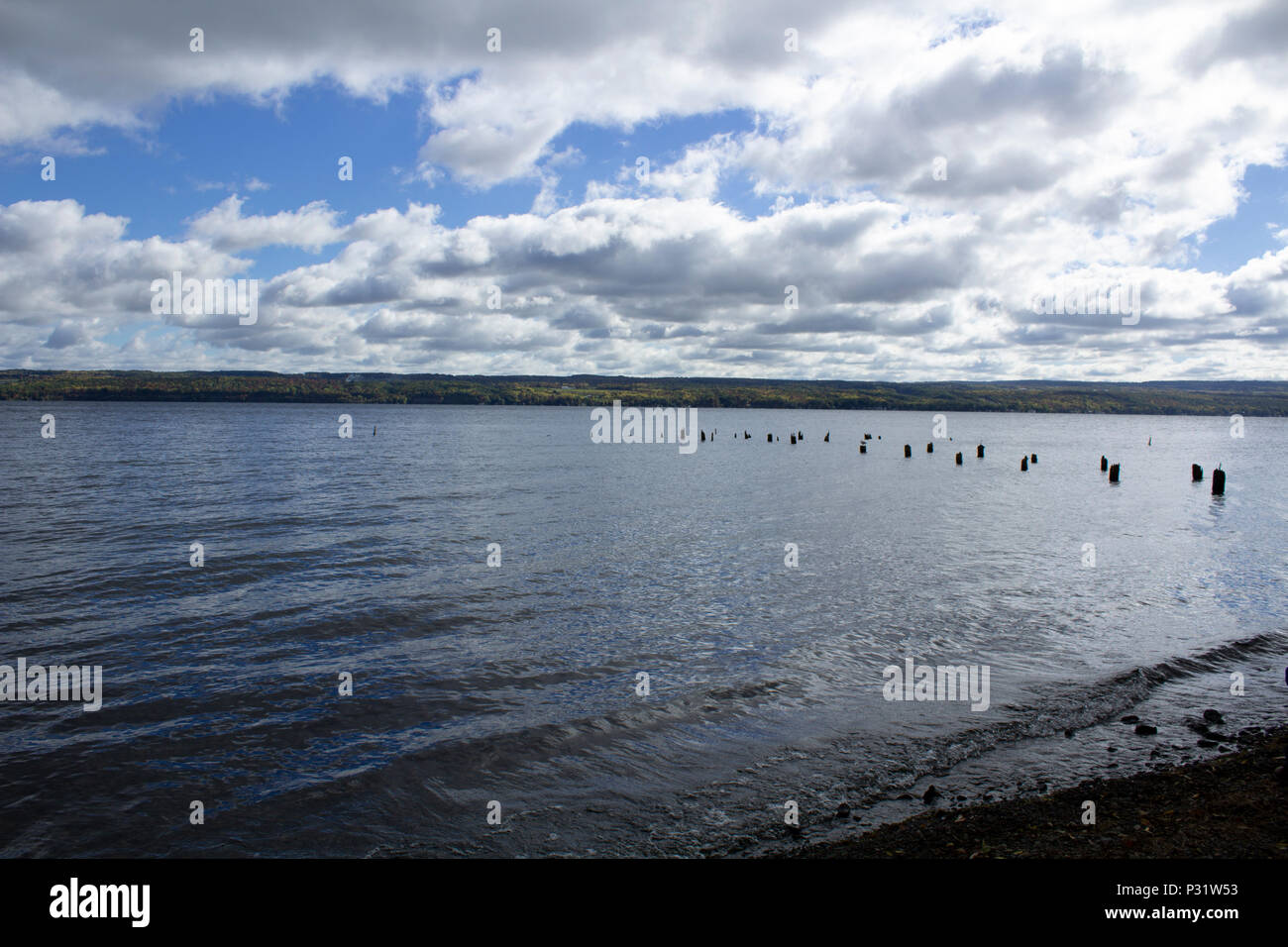 Seneca Lake in the Fall after the tourist season at the local vineyards ...