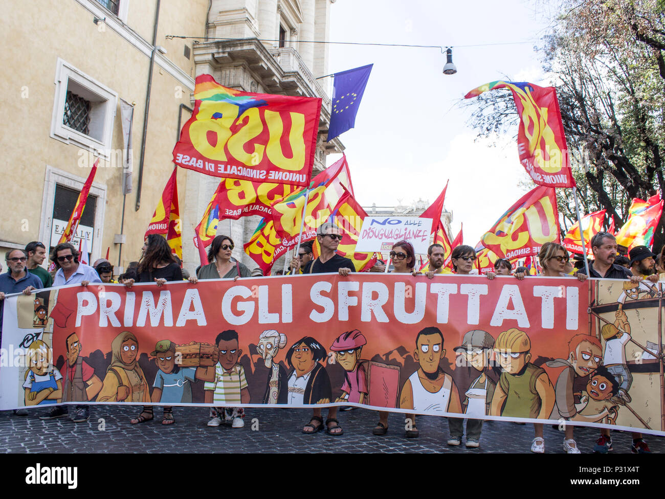 Rome, Italy, 16 June 2018. The Usb has demonstrated, bringing in the ...