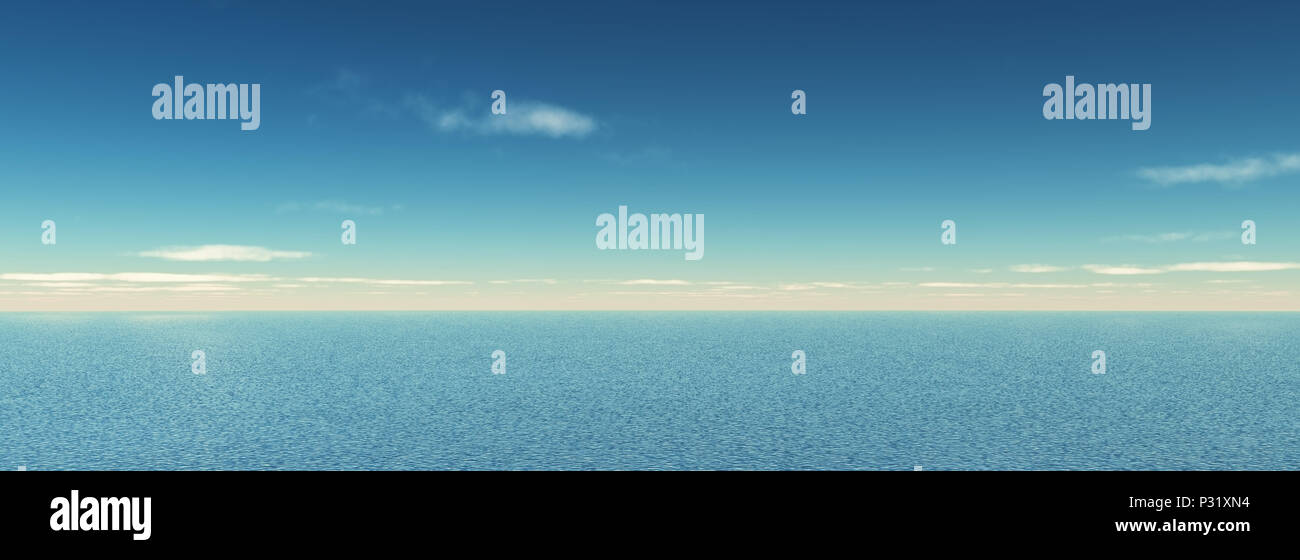 3D render of a widescreen ocean landscape Stock Photo - Alamy