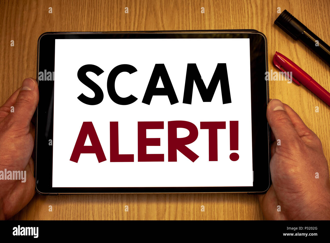 Text sign showing Scam Alert Motivational Call. Conceptual photo Safety ...