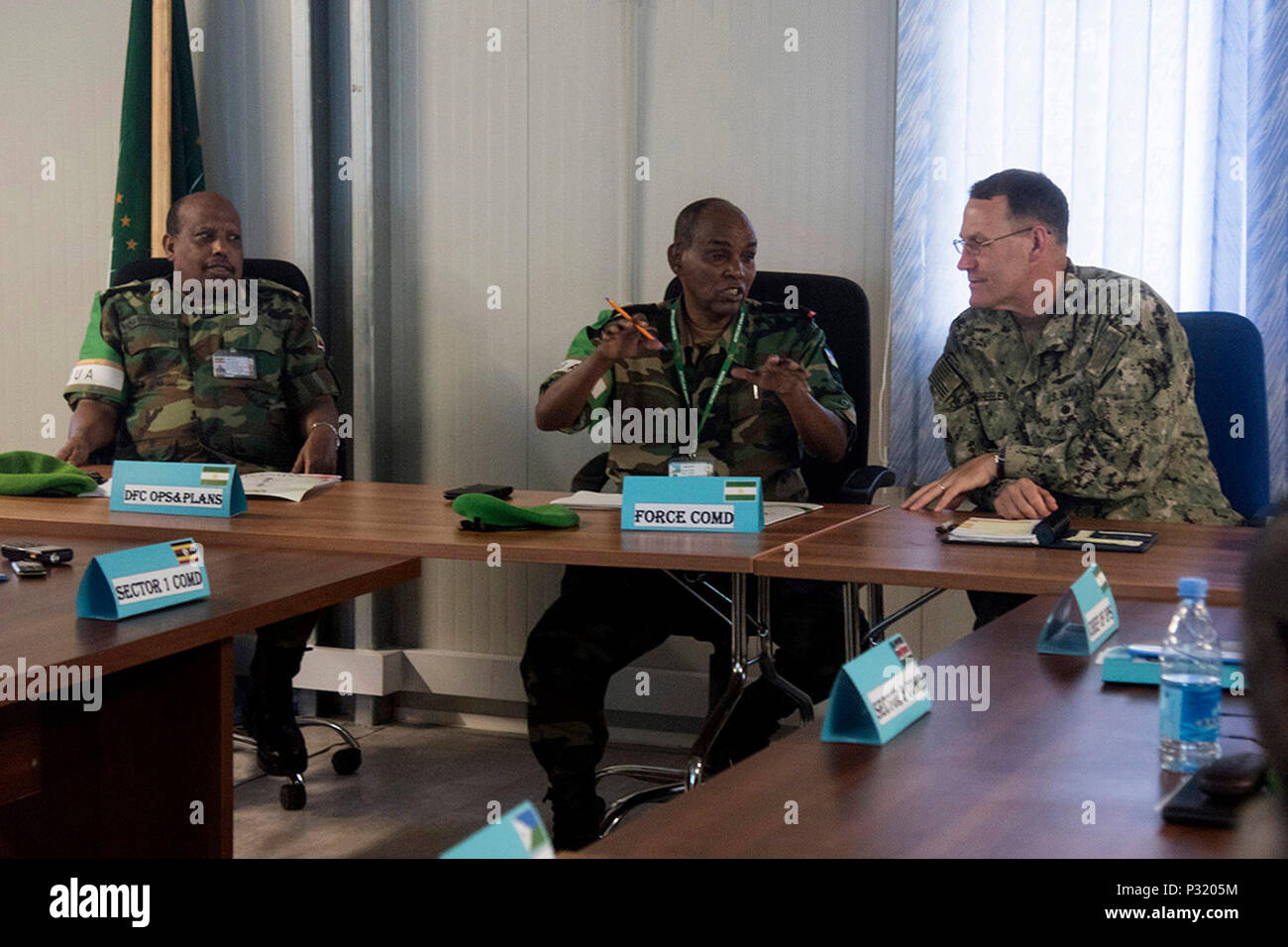 MOGADISHU, Somalia- U.S. Navy Rear Adm. William Wheeler (right ...