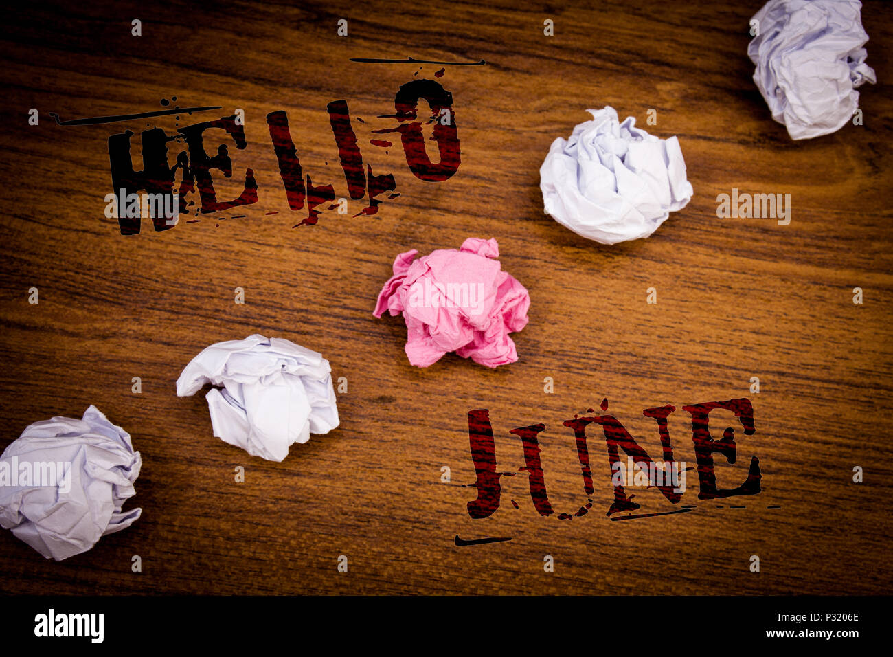 Handwriting texts Hello June. Concept meaning Starting a new month ...