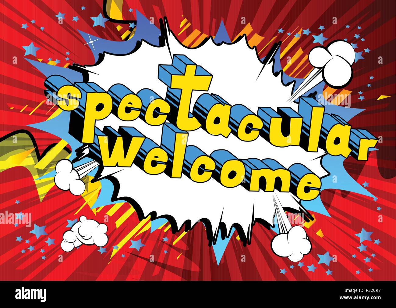 Spectacular Welcome - Comic book word on abstract background Stock ...