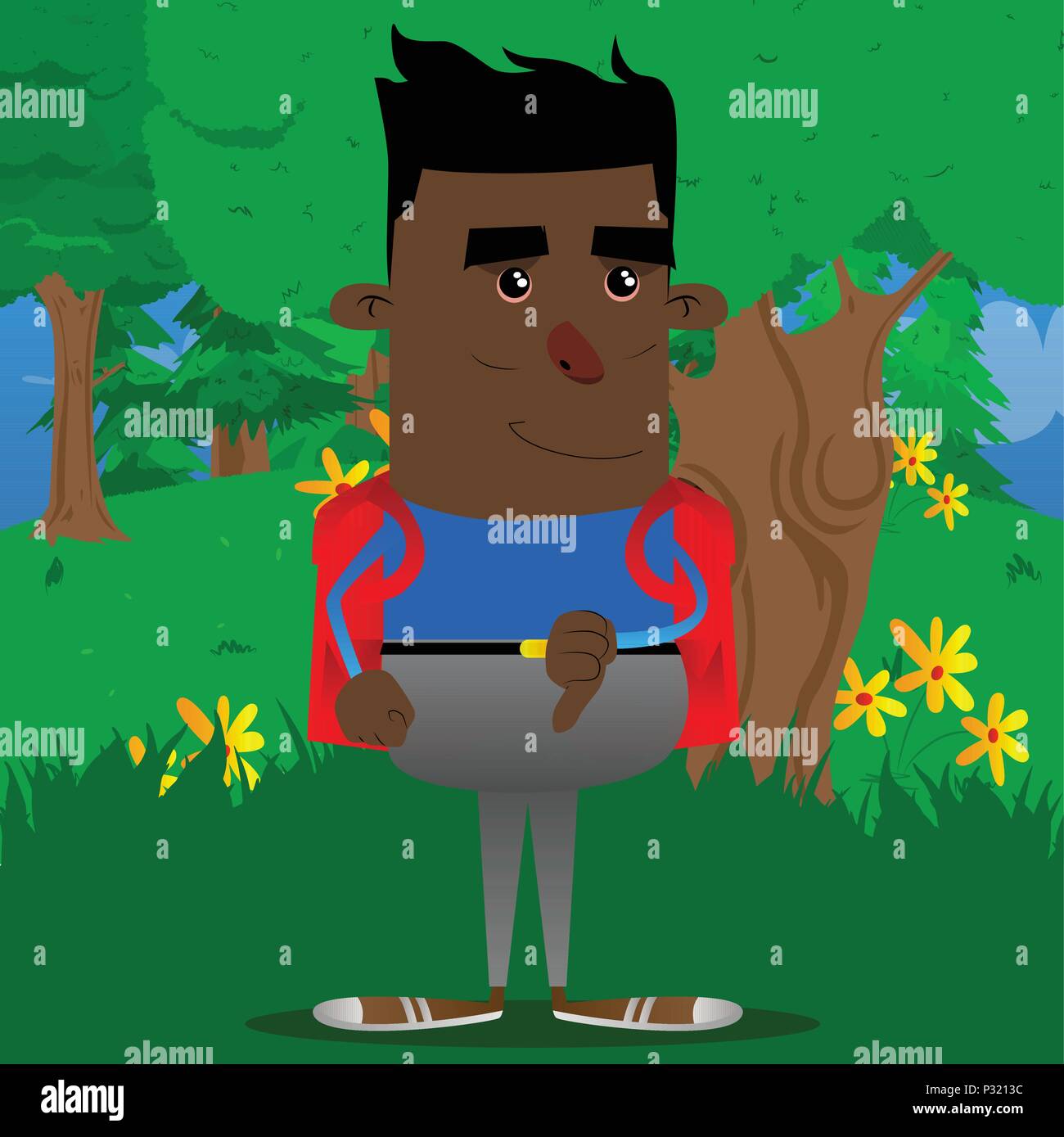 Schoolboy showing dislike hand sign. Vector cartoon character ...