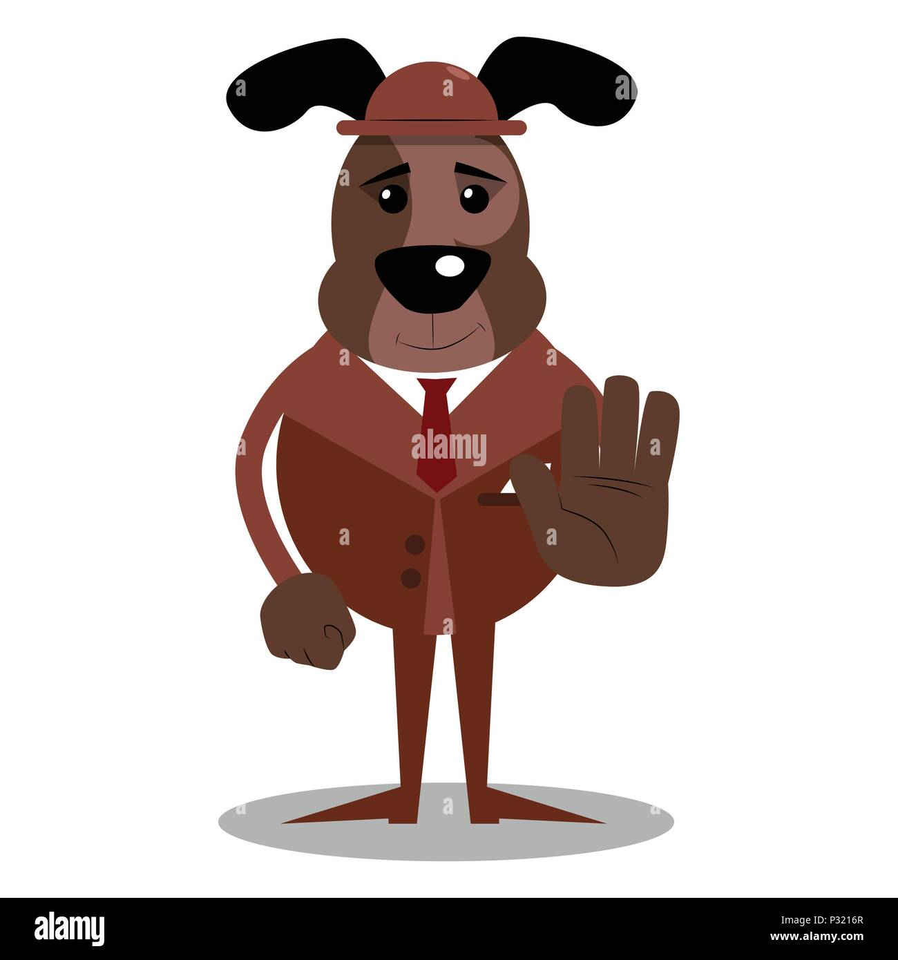 Cartoon illustrated dog showing deny or refuse hand gesture Stock ...