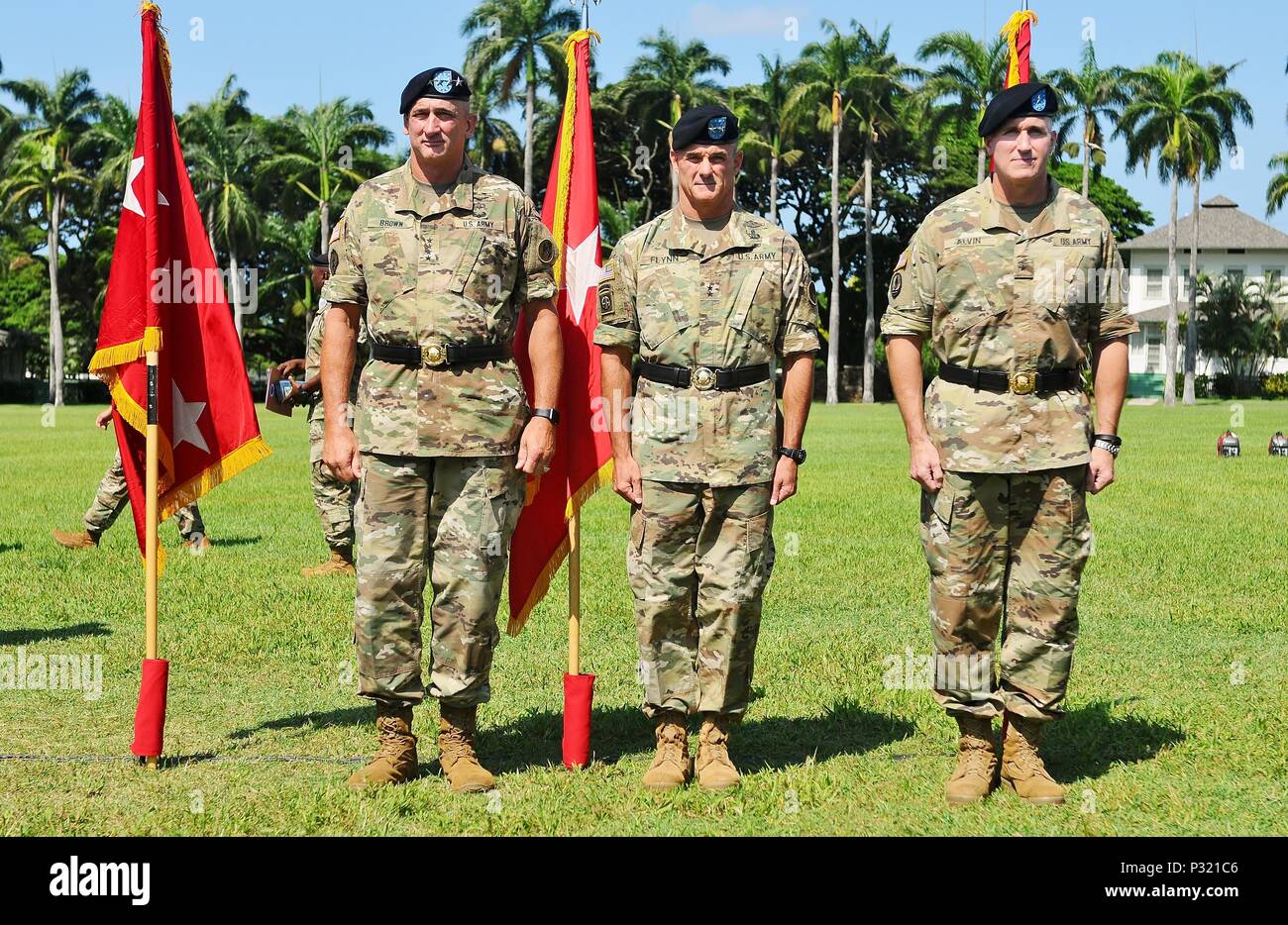 U.S. Army Pacific commanding general Gen. Robert B Brown (left); Maj ...
