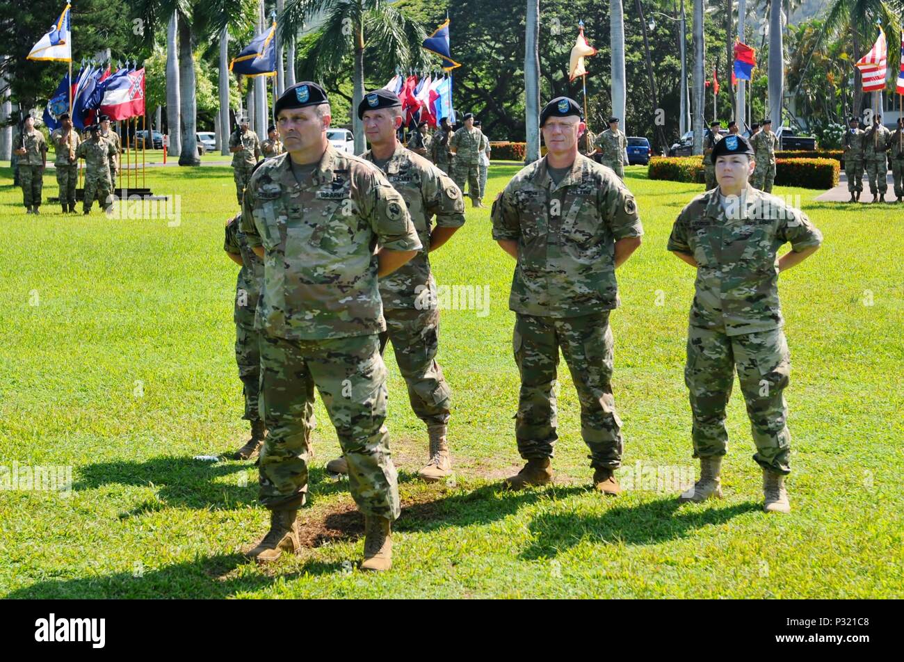 Col. Olin K. Strader presents the U.S. Army Pacific Color Guard during ...