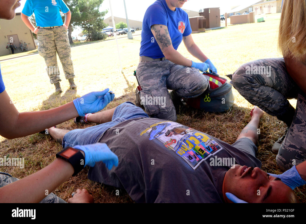 An emergency medical technician assigned to Hill Air Force Base, Utah ...