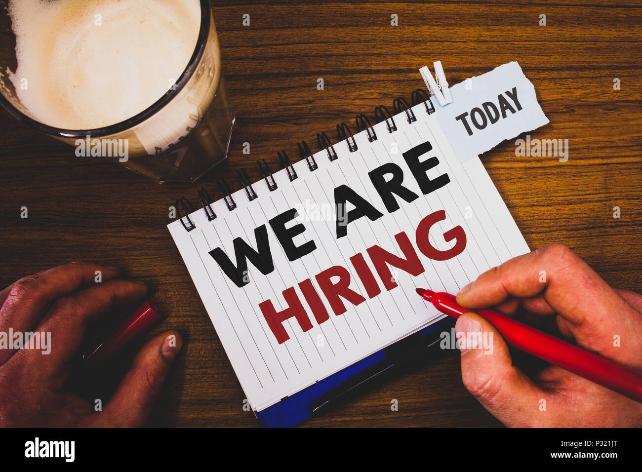 Handwriting texts writing We Are Hiring. Concept meaning Talent Hunting ...