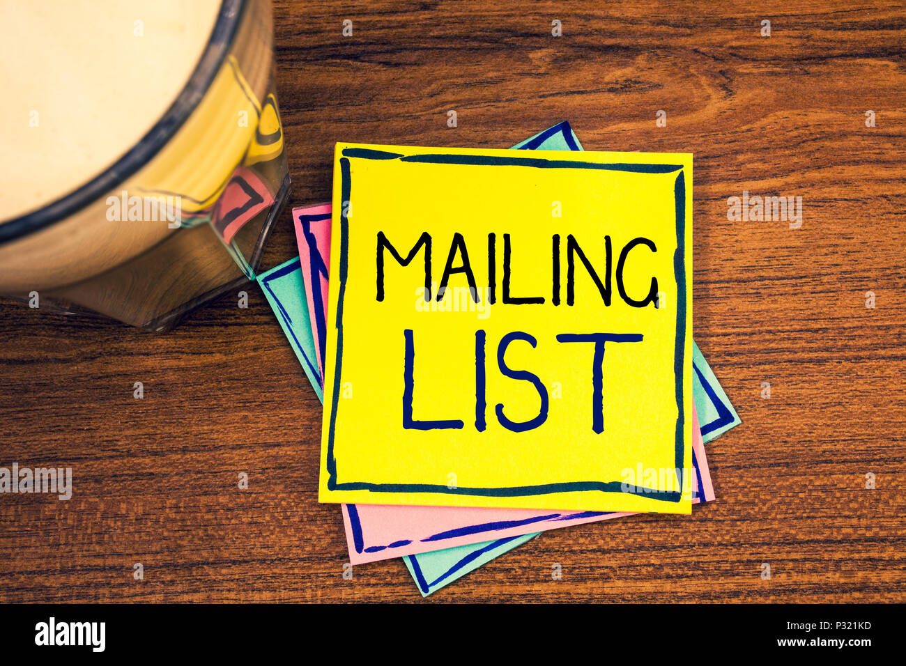 Text sign showing Mailing List. Conceptual photo Names and addresses of ...