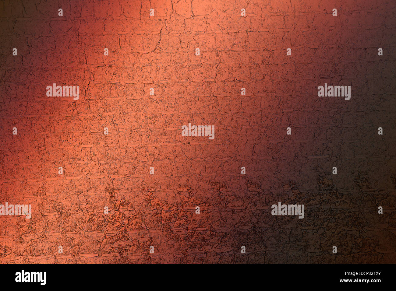 Clay brick wall in gradient of orange color for background image Stock ...