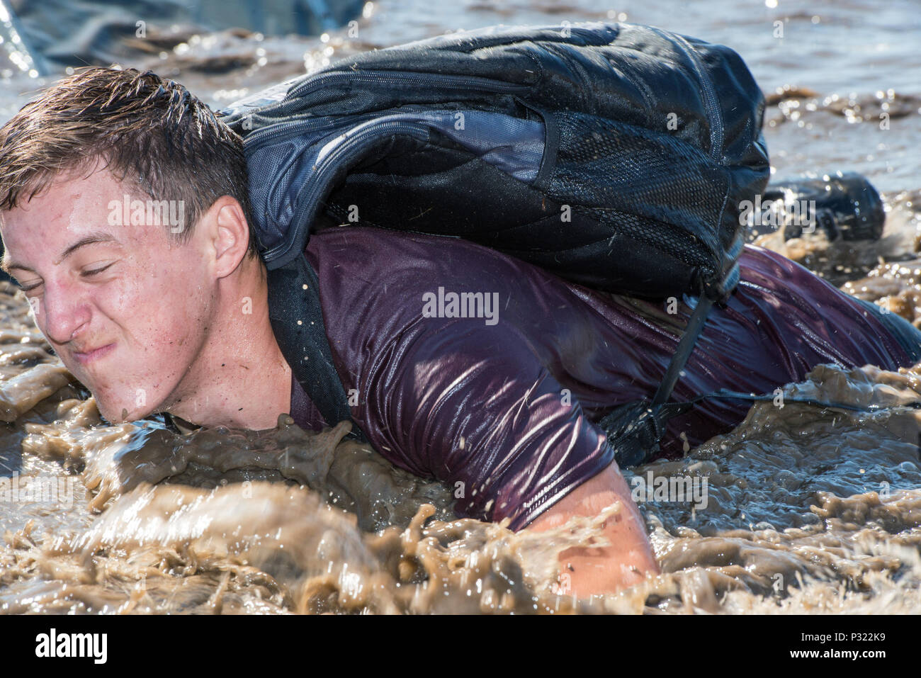 A participant of the GoRuck light training at Travis Air Force Base ...