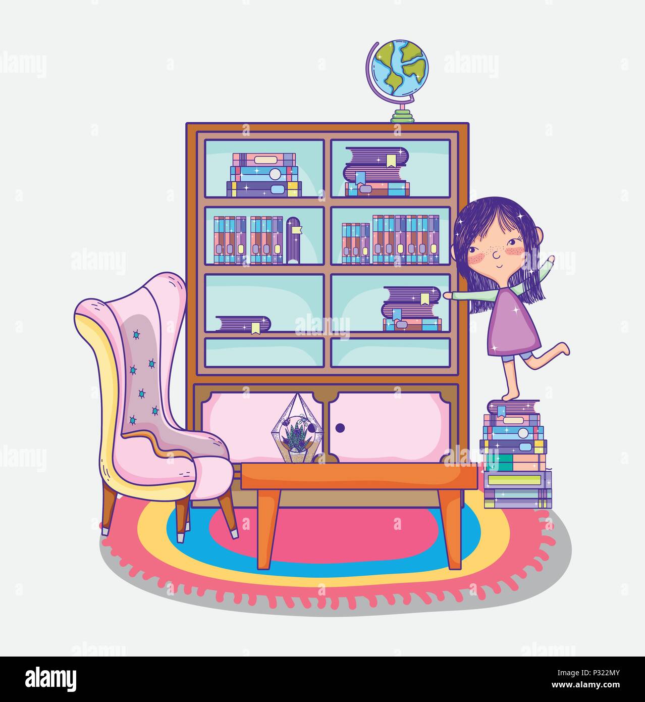 Girl with books cartoons Stock Vector Image & Art - Alamy