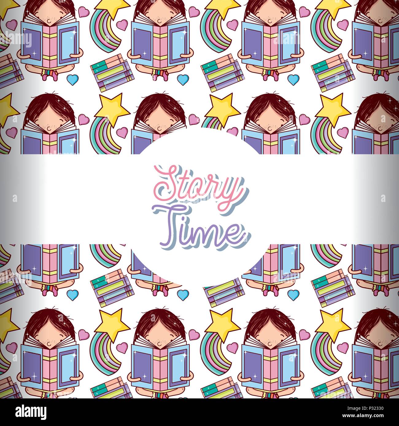 Teacher read kindergarten class story Stock Vector Images - Alamy