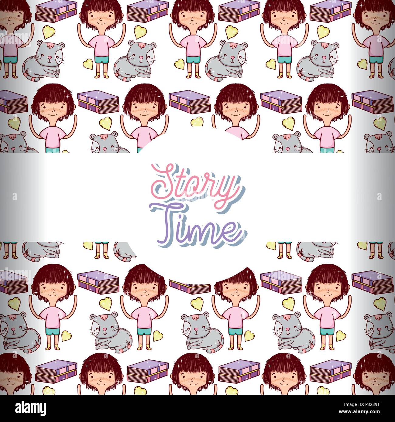 Teacher read kindergarten class story Stock Vector Images - Alamy