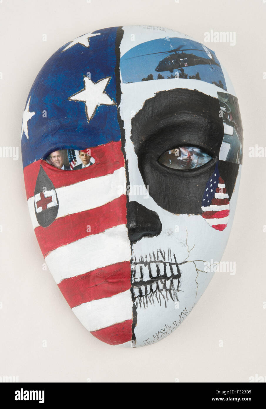 A military service member created a mask during art therapy at the ...