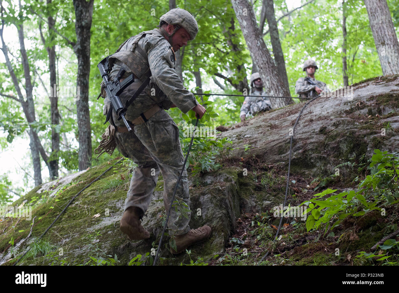 A U.S. Soldier attending the Basic Mountain Warfare Course, Army ...