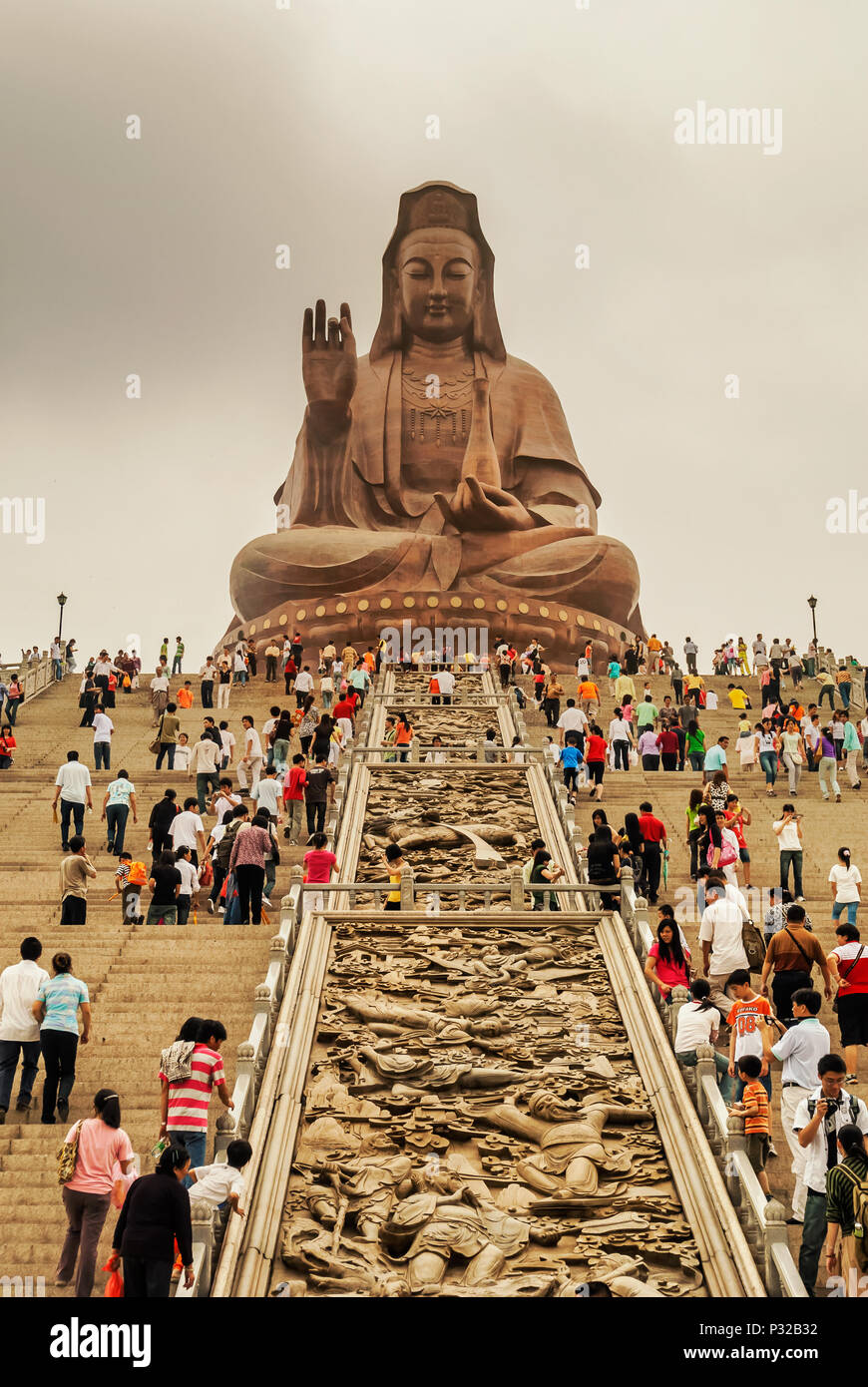 Foshan, China - May 1, 2008: Tourists visiting the statue of Guayin ...