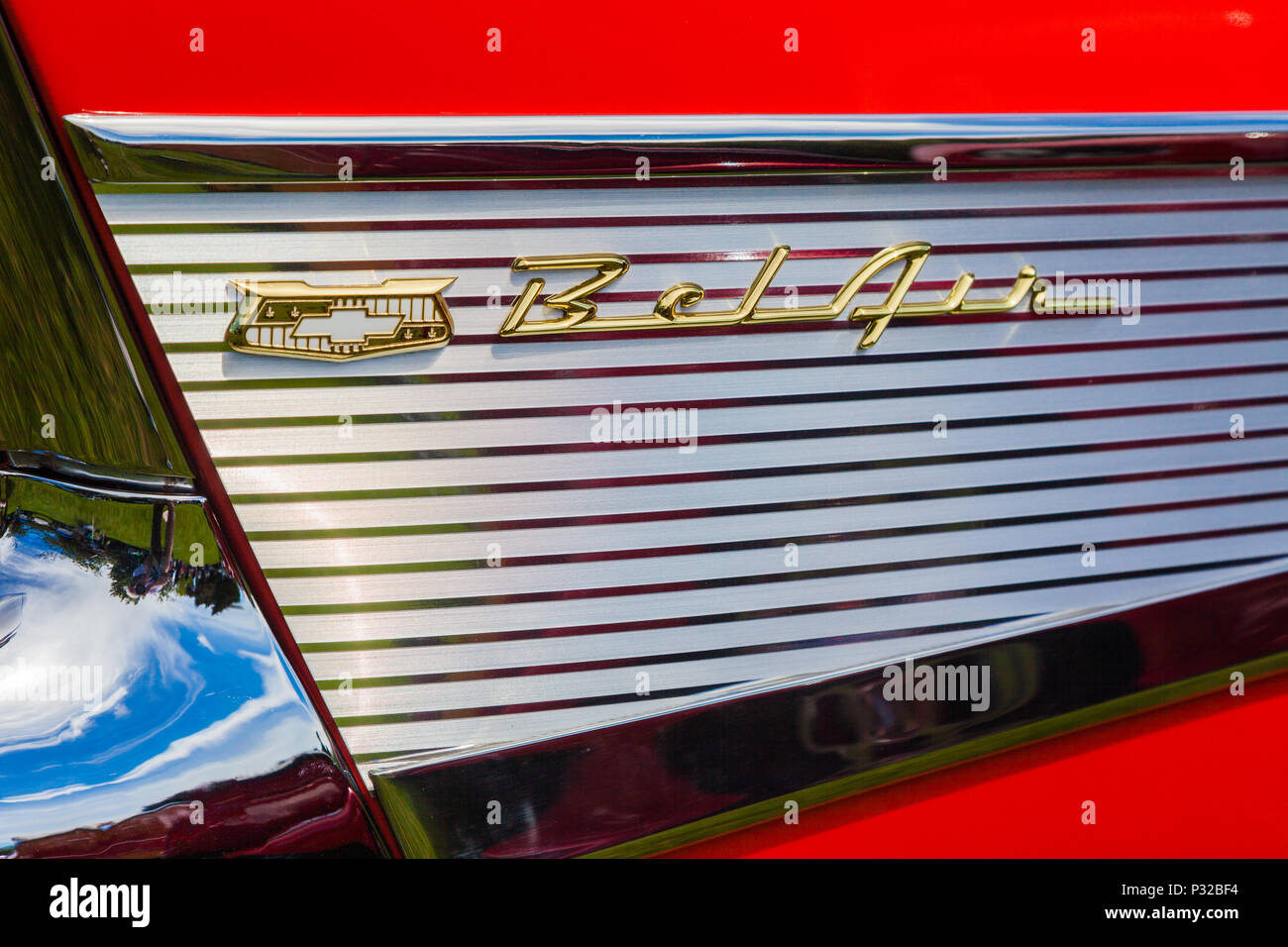 Abstract detail of a rear fin on a Chevrolet Bel Air automobile Stock ...