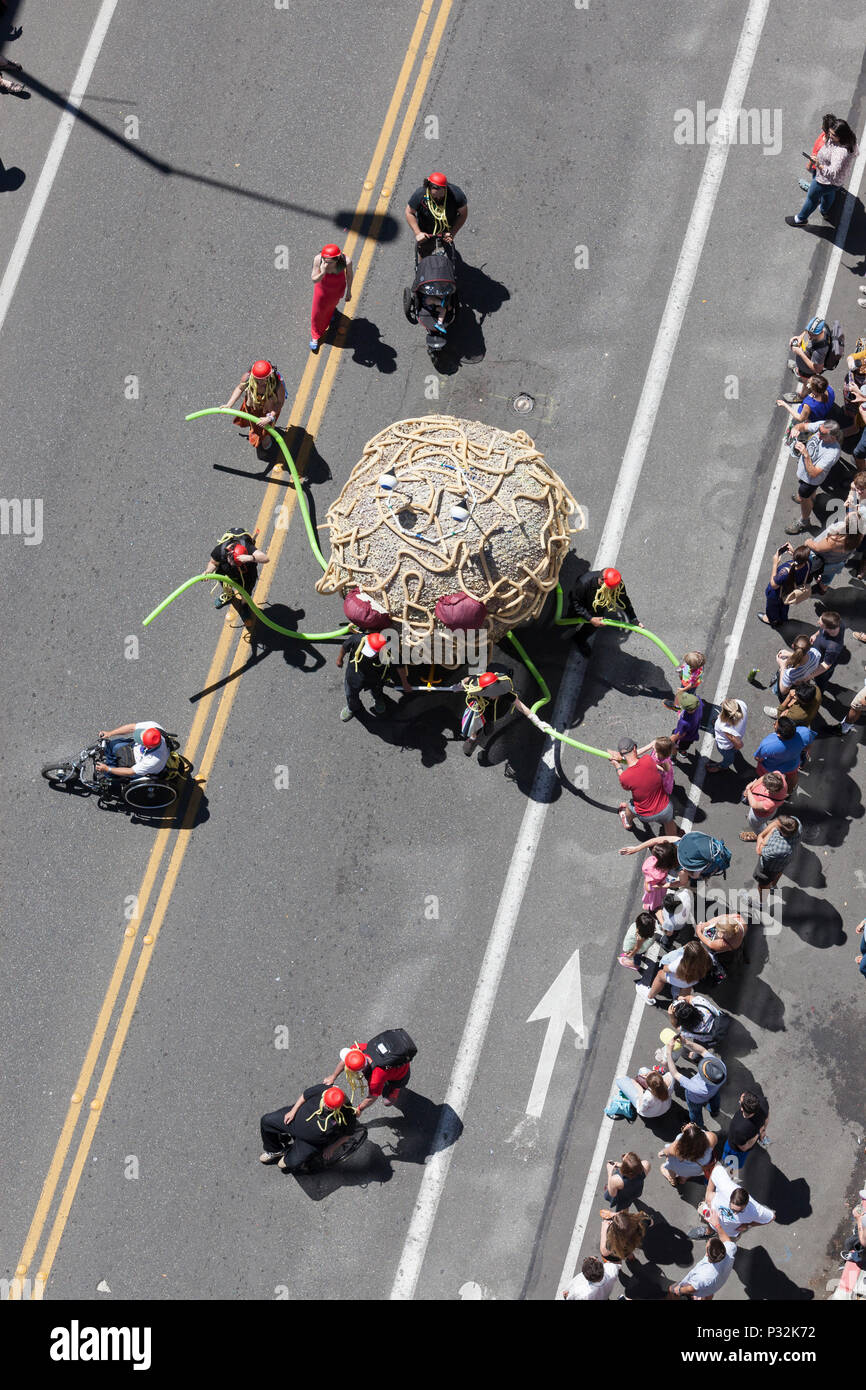 Seattle, Washington, USA. Aerial view of the 'Pastafarians' Ensemble's ...