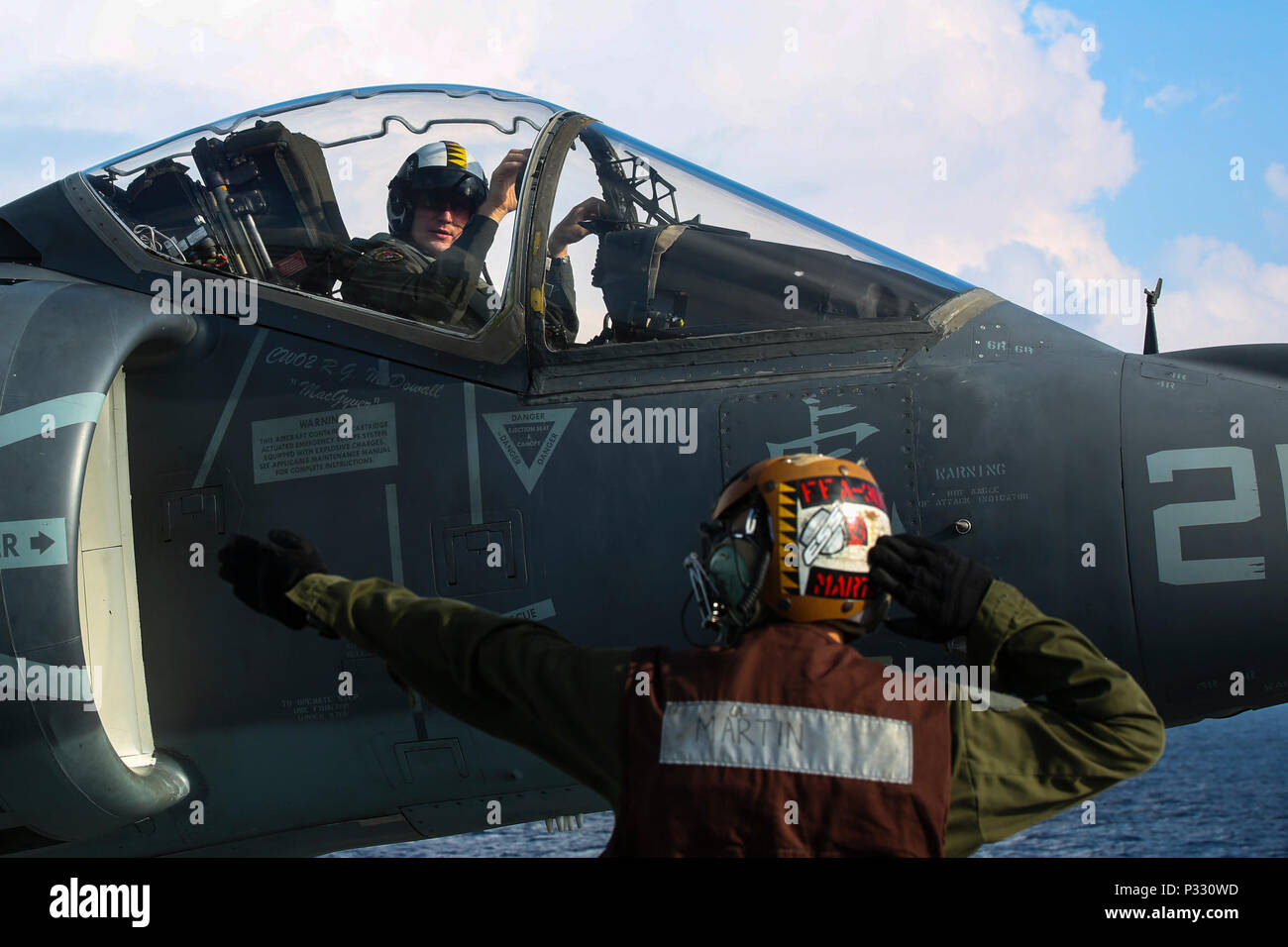 ABOARD USS BONHOMME RICHARD (LHD-6), At Sea (Aug. 27, 2016) – A Marine ...