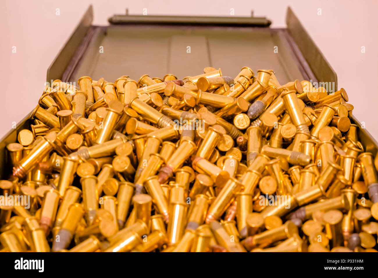 Ammo box full of bullets shot with a macro lens Stock Photo - Alamy