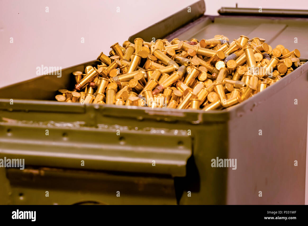 Ammo box full of bullets shot with a macro lens Stock Photo - Alamy
