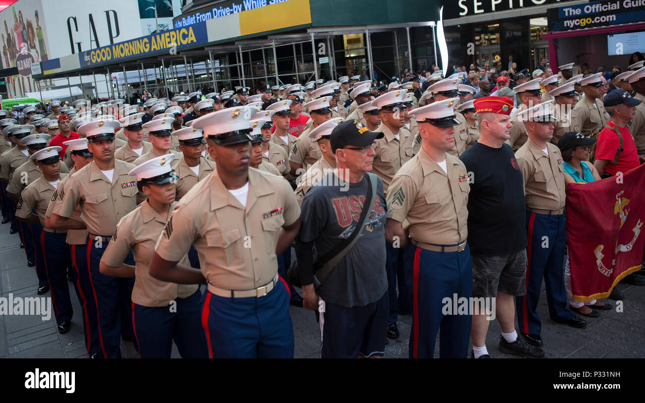 Approximately 500 current and former Marines form a formation at Times ...