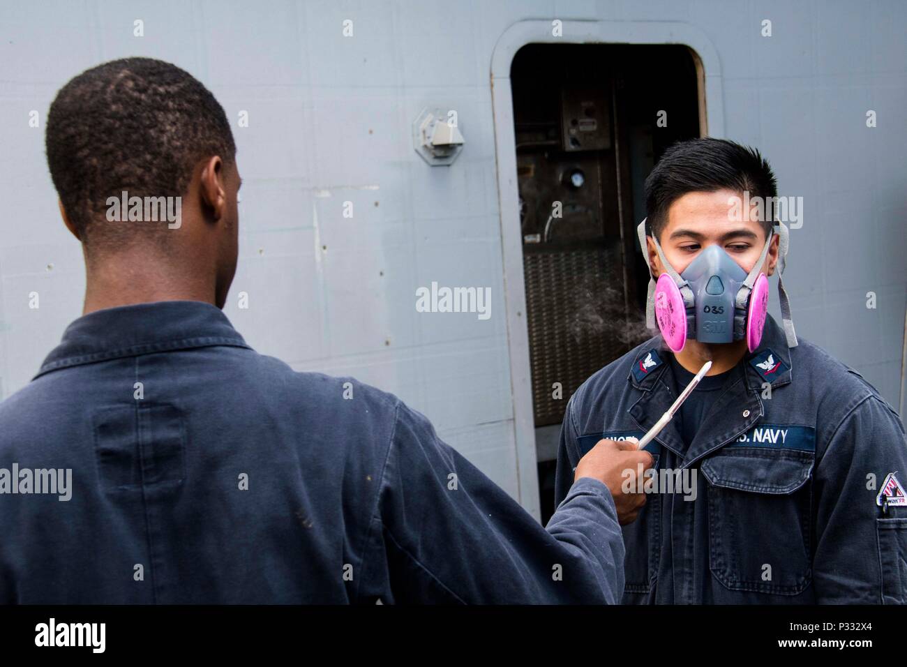 PACIFIC OCEAN (Aug. 29, 2016) Hull Technician 3rd Class Brandon Dancel ...