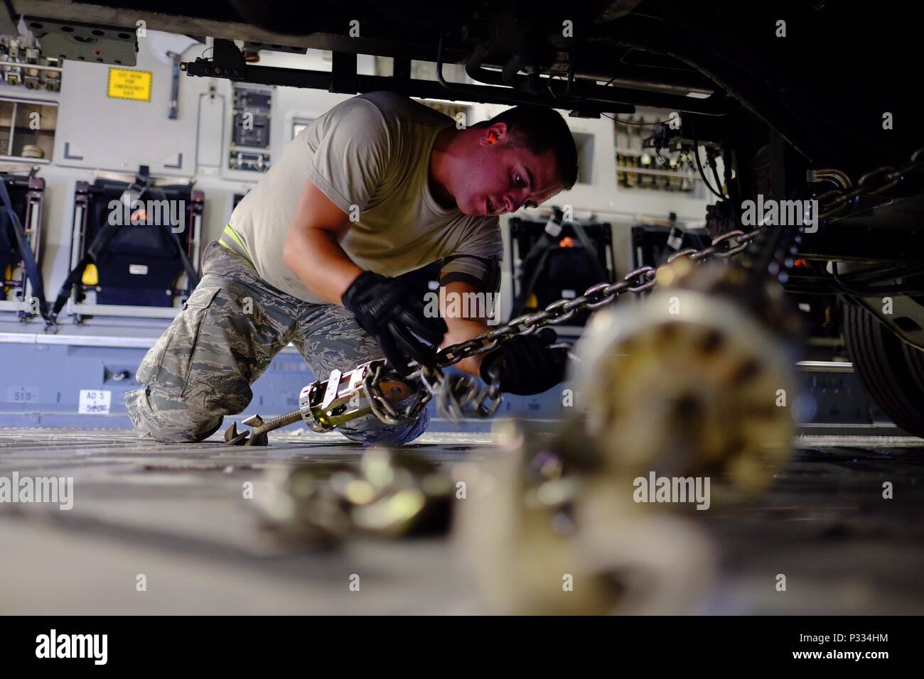 Senior Airman Robert Bonte, 55th Aerial Port Squadron load planner from ...