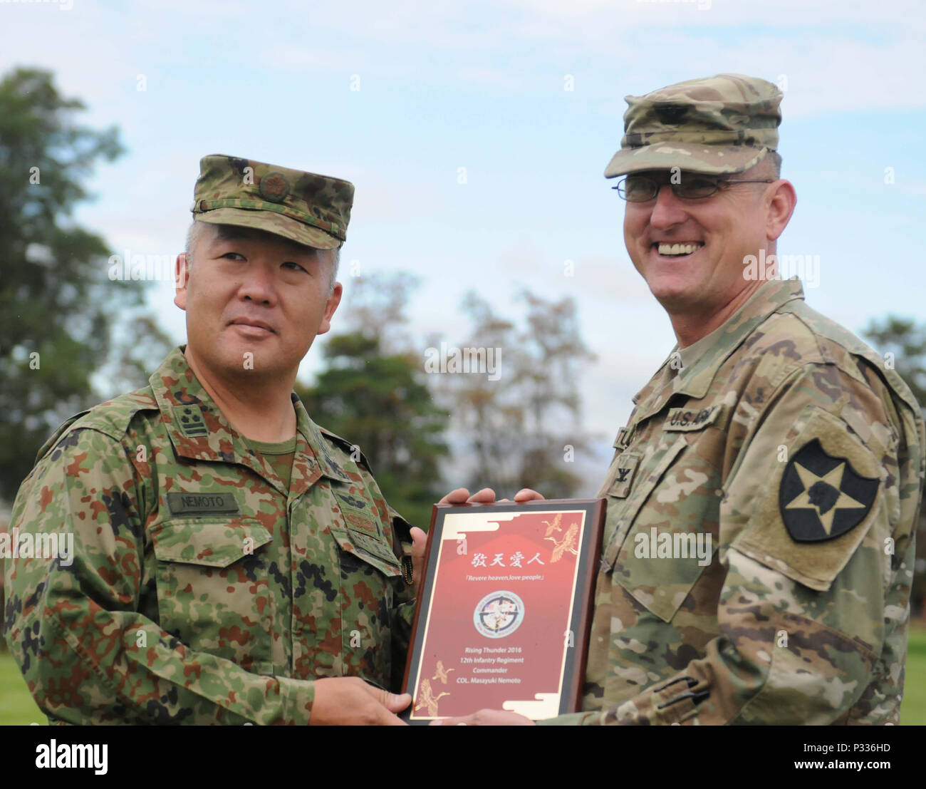 Col. Masayuki Nemoto, commander of the 12th Infantry Regiment, Japan ...