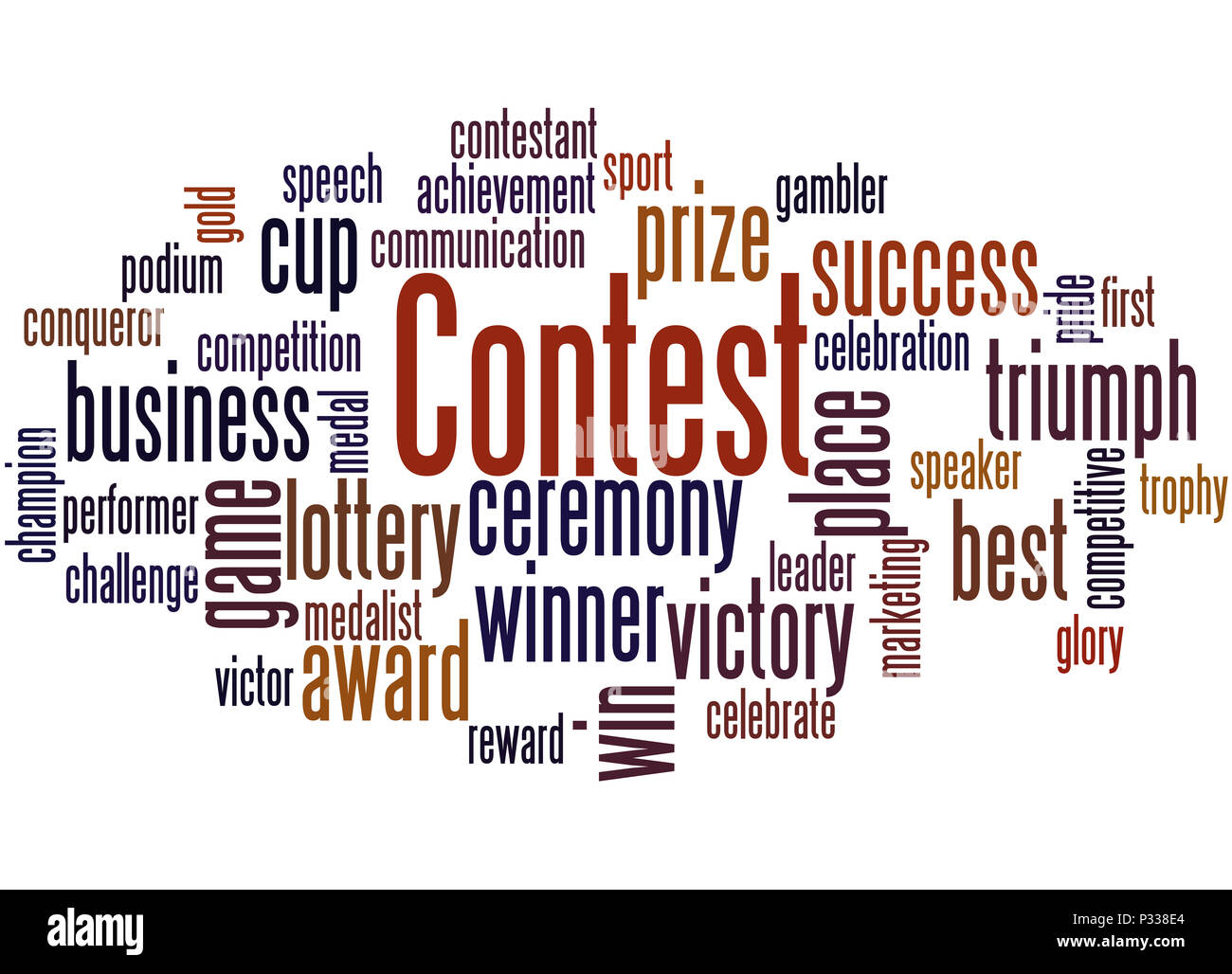 Contest, word cloud concept on white background Stock Photo - Alamy