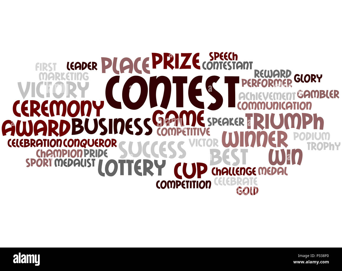 Contest, word cloud concept on white background Stock Photo - Alamy
