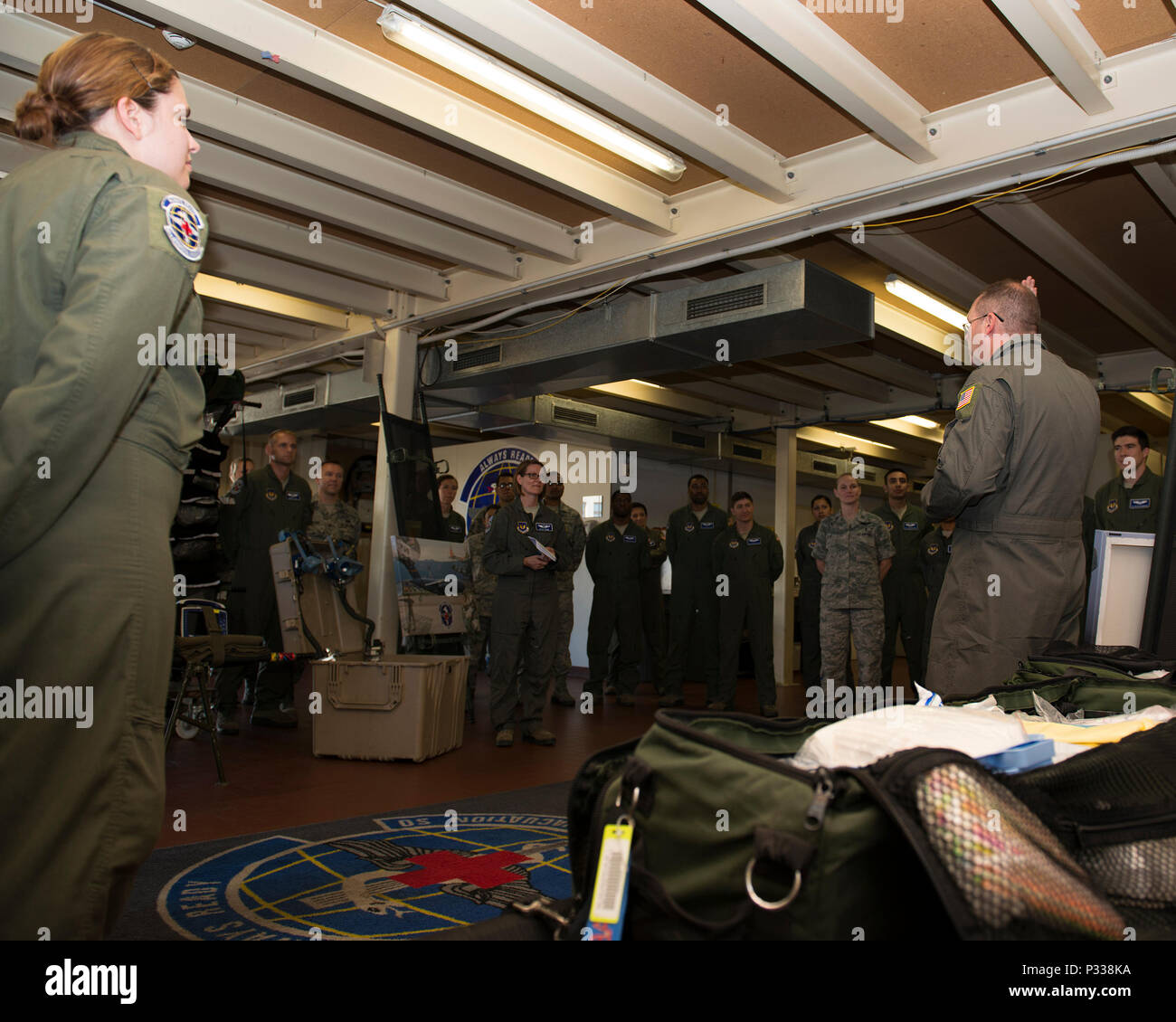 Brig. Gen. Richard Moore, 86th Airlift Wing commander, speaks to Airmen ...