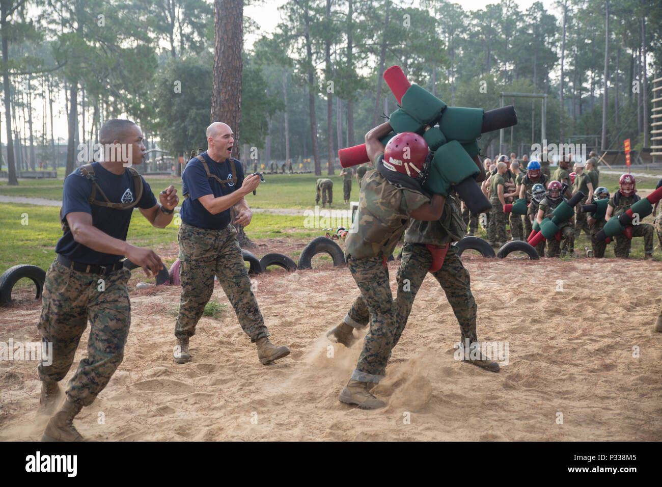 Recruits of Mike Company, 3rd Recruit Training Battalion, fight using pugil sticks Aug. 29, 2016 ...