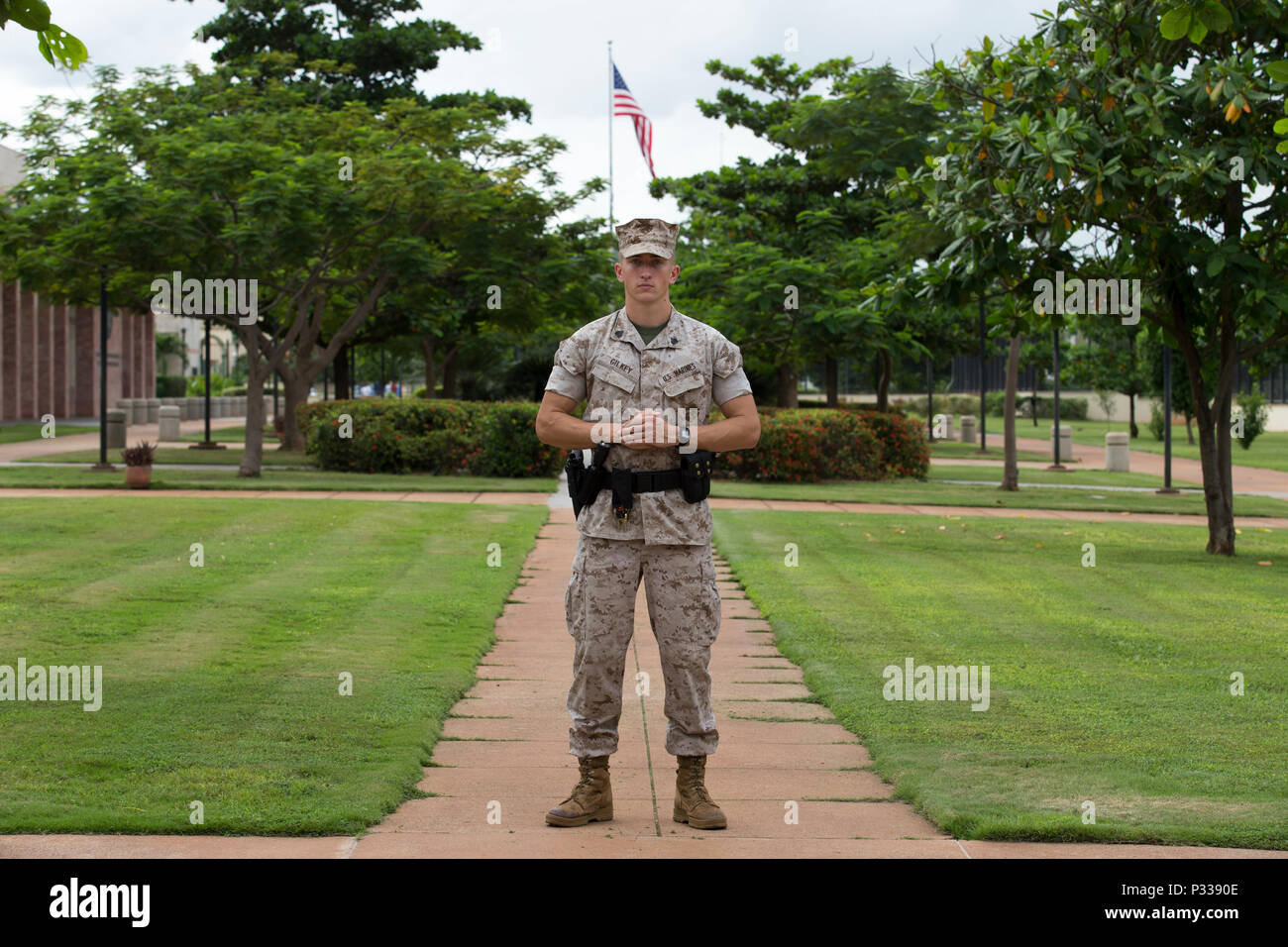 U.S. Marine Corps Sgt. Austin Gilkey, a Marine Security Guard (MSG ...