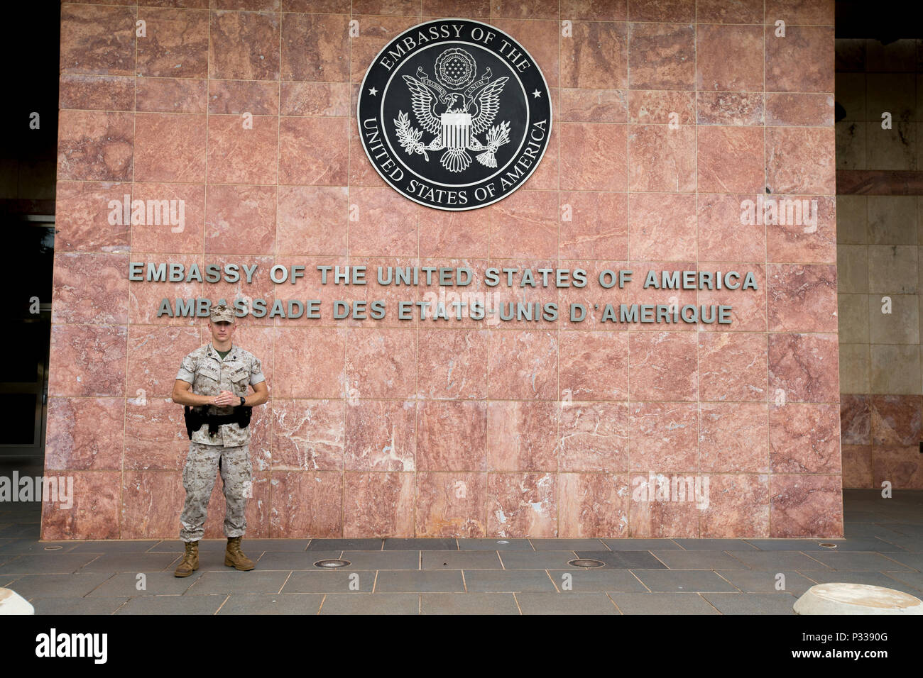 U.S. Marine Corps Sgt. Austin Gilkey, a Marine Security Guard (MSG ...