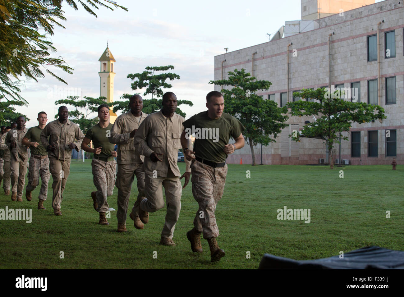 U.S. Marine Corps Detachment Commander Staff Sgt. Paul Rogers leads ...