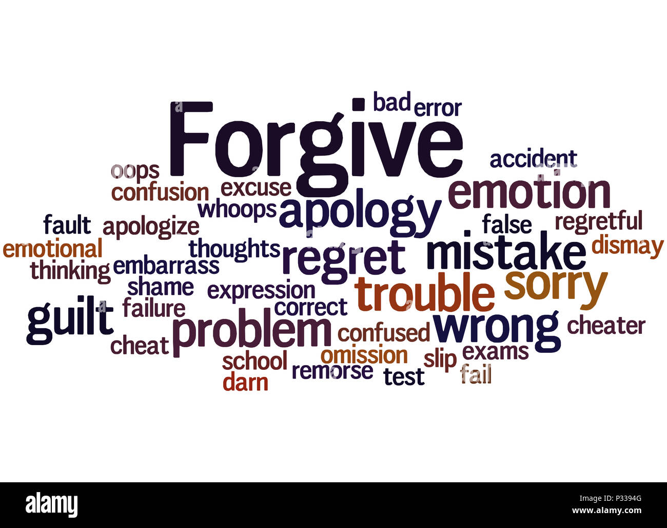 Forgive, word cloud concept on white background Stock Photo - Alamy