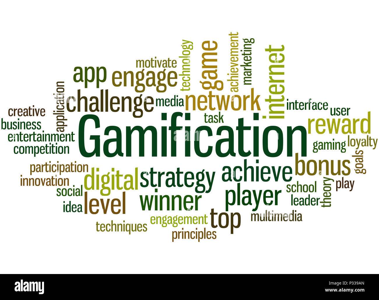 Gamification, word cloud concept on white background Stock Photo - Alamy