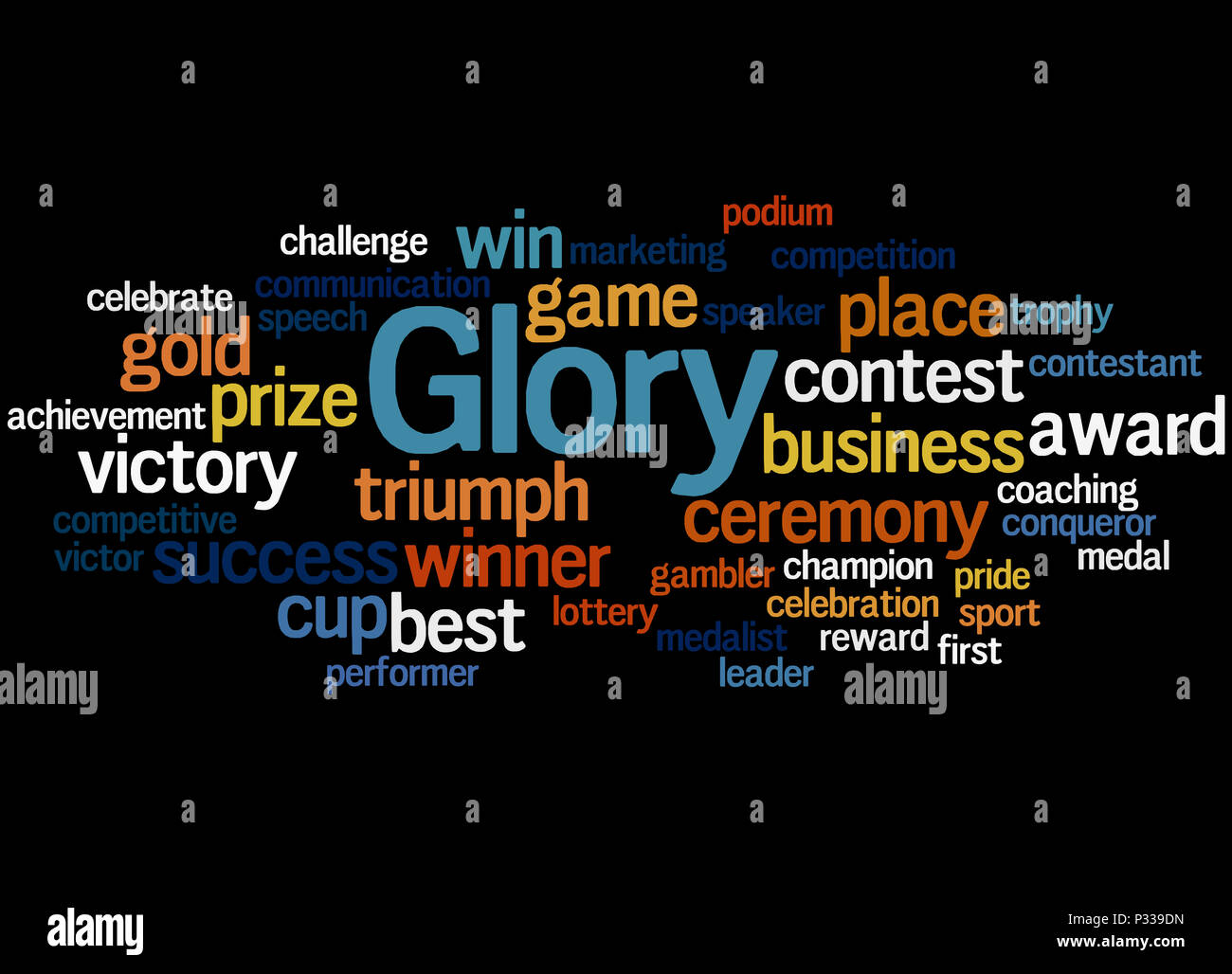Glory, word cloud concept on black background Stock Photo - Alamy
