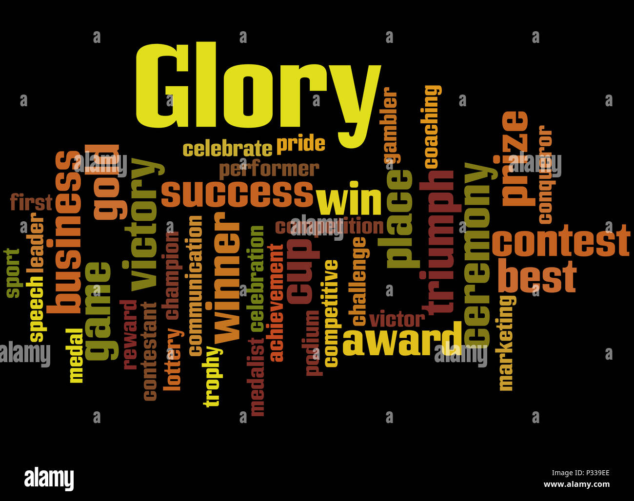Glory, word cloud concept on black background Stock Photo - Alamy
